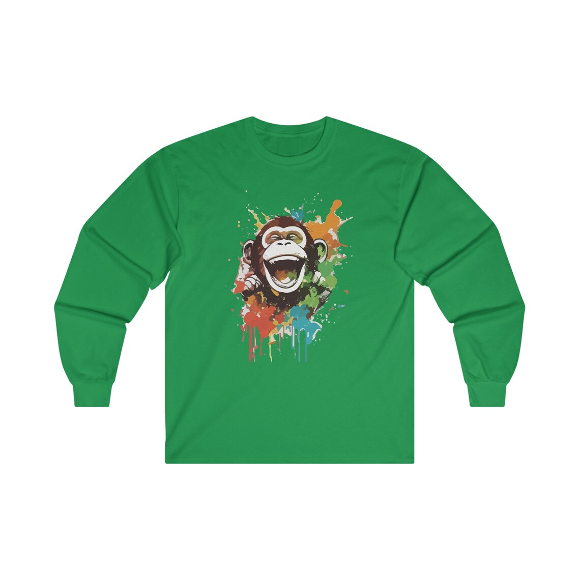 Happy Monkey/ape Art Long Sleeve Tee Ultra 100 % Cotton - Etsy