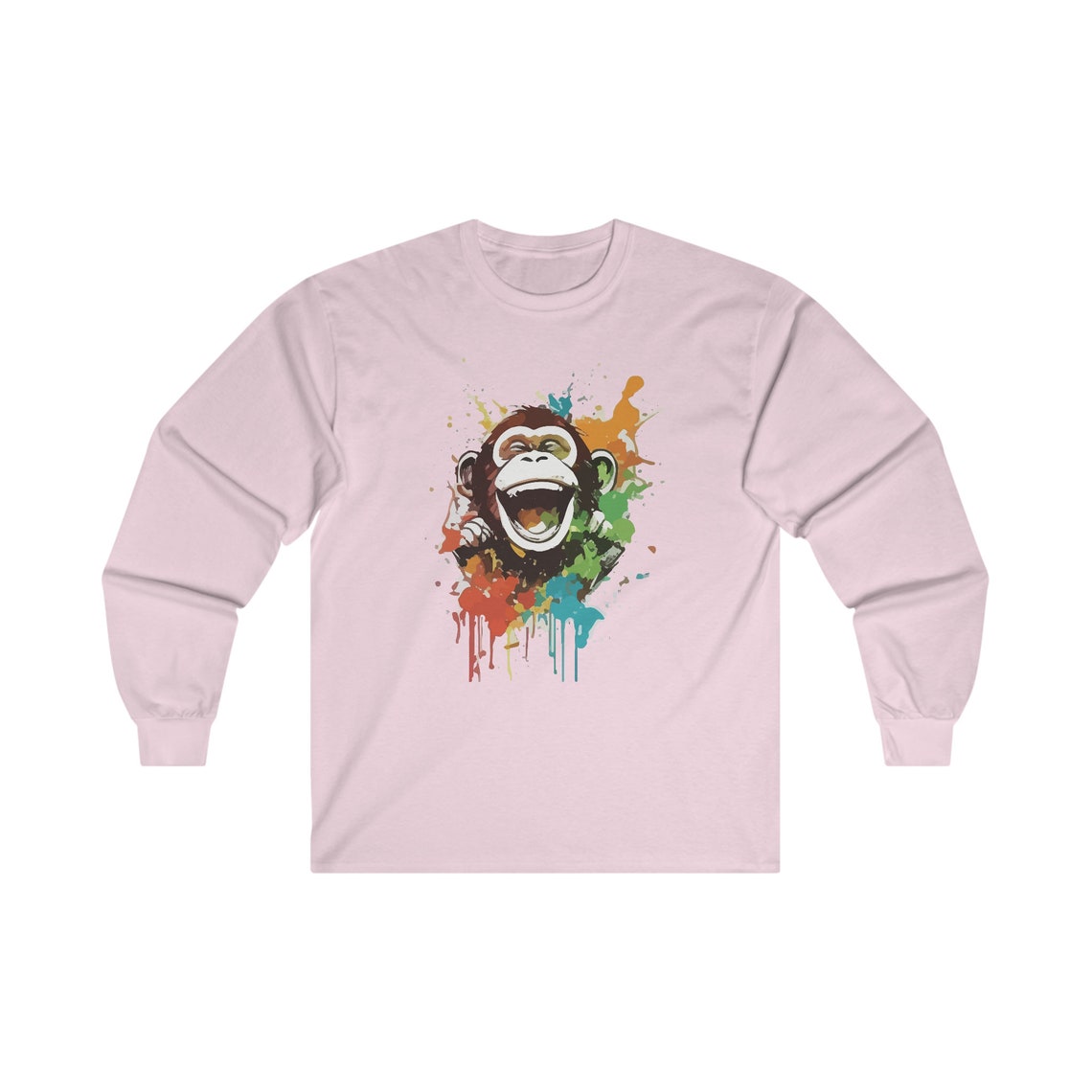 Happy Monkey/ape Art Long Sleeve Tee Ultra 100 % Cotton - Etsy
