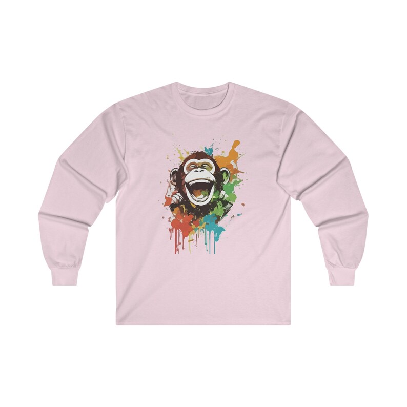 Happy Monkey/ape Art Long Sleeve Tee Ultra 100 % Cotton - Etsy
