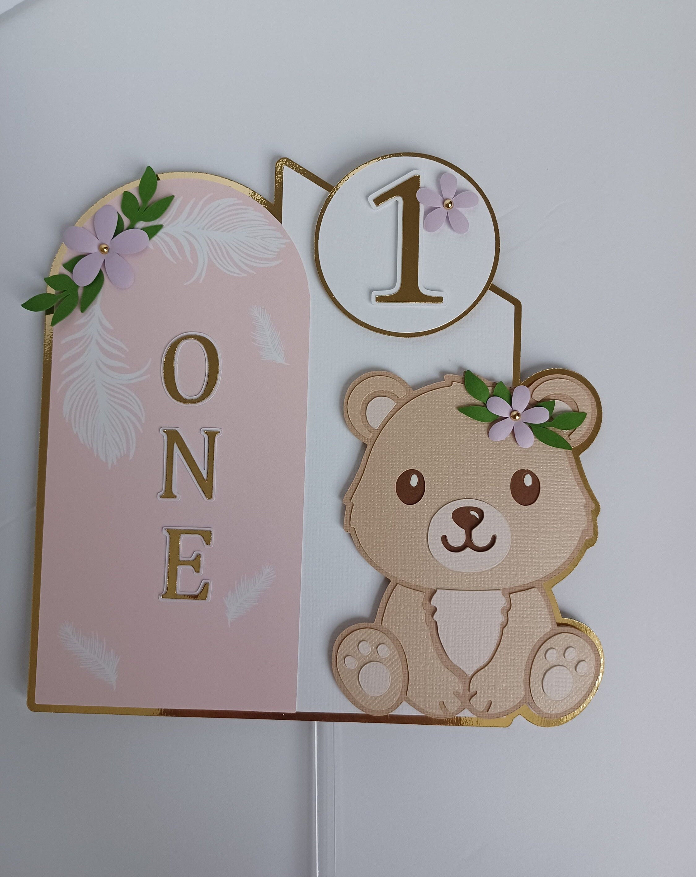 Baby First Birthday Cake Topper/bear Boho First Birthday/cute One Year ...