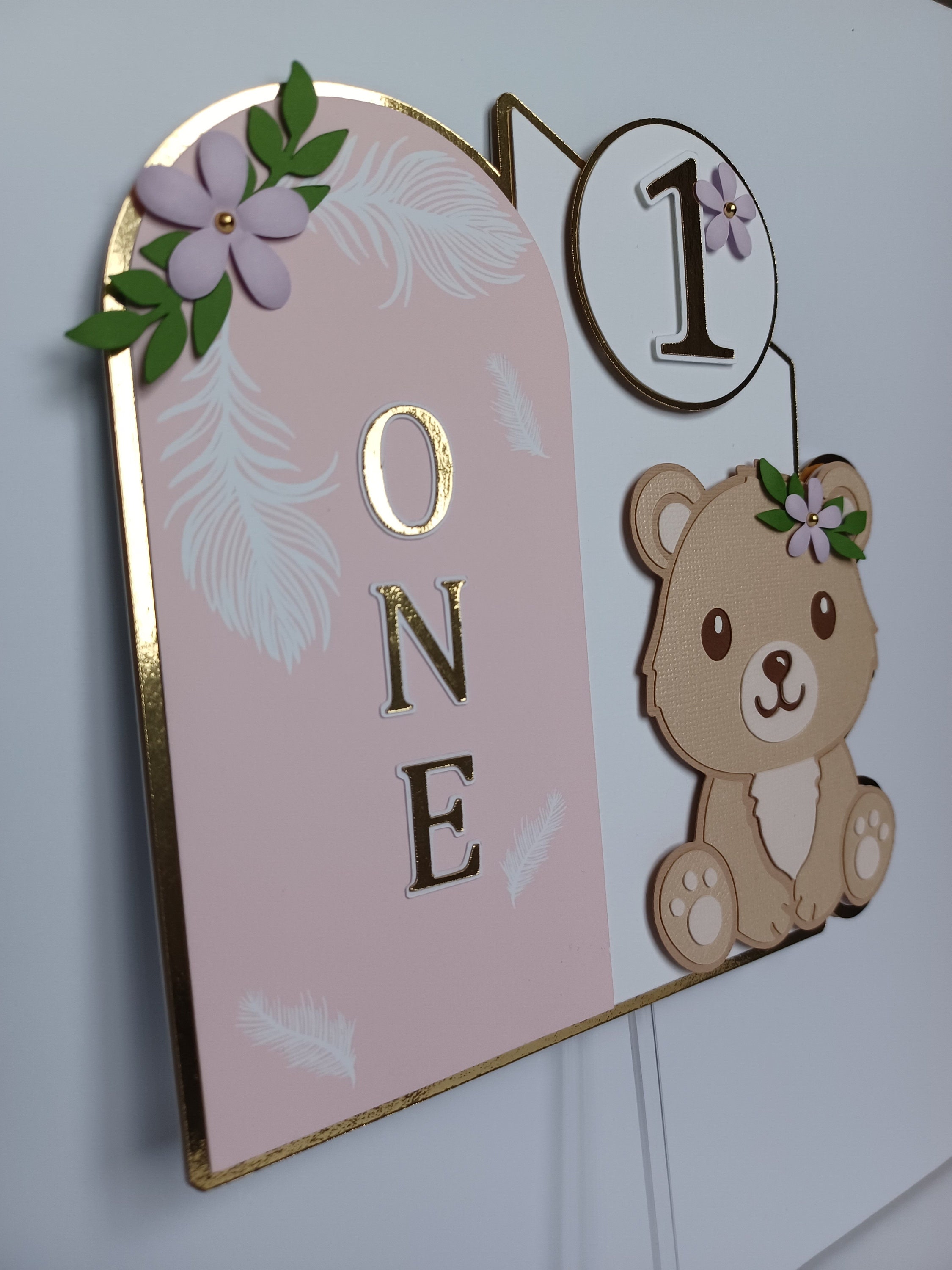 Baby First Birthday Cake Topper/bear Boho First Birthday/cute One Year ...