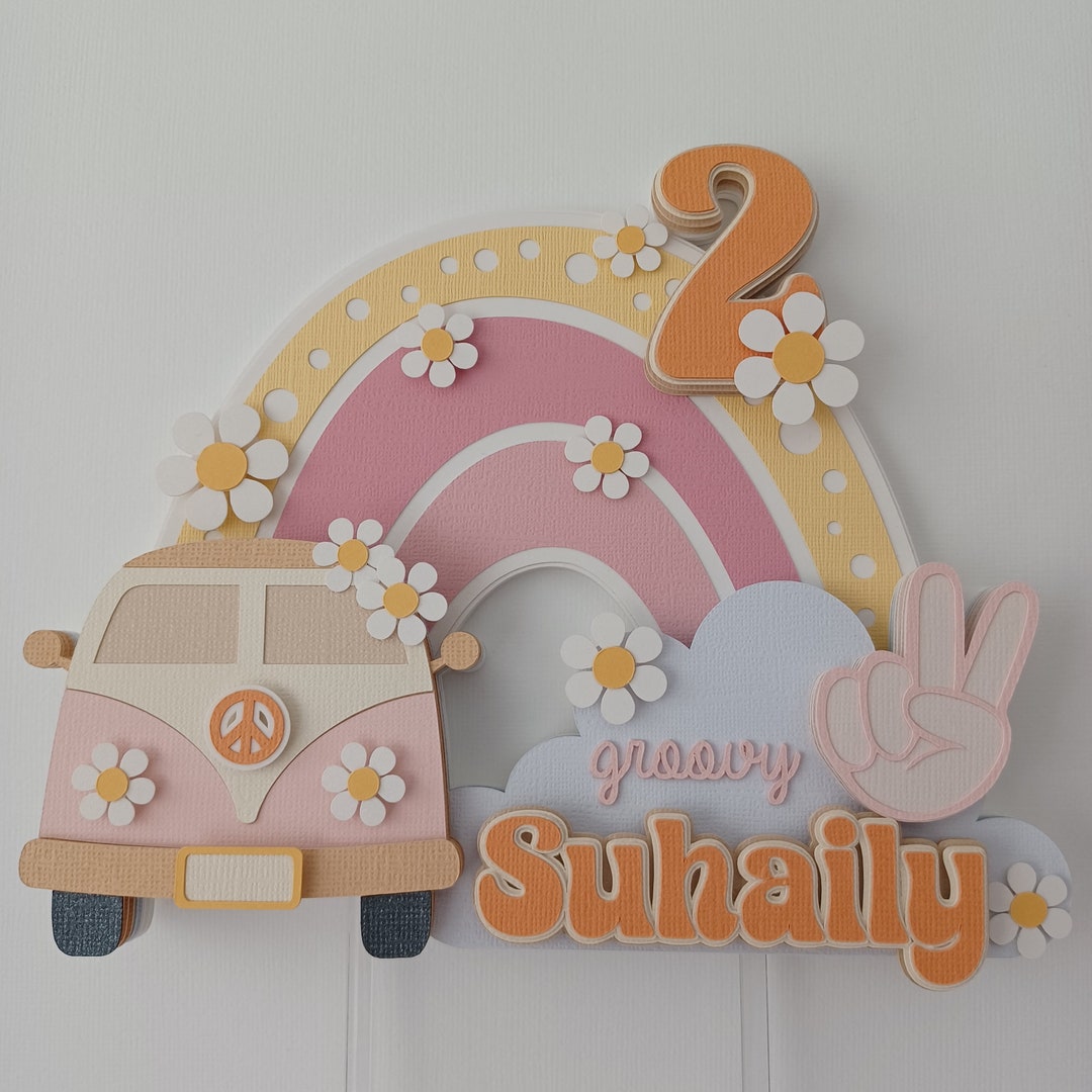 Groovy Cake Topper/groovy Van Cake Topper/retro Birthday Cake Topper ...
