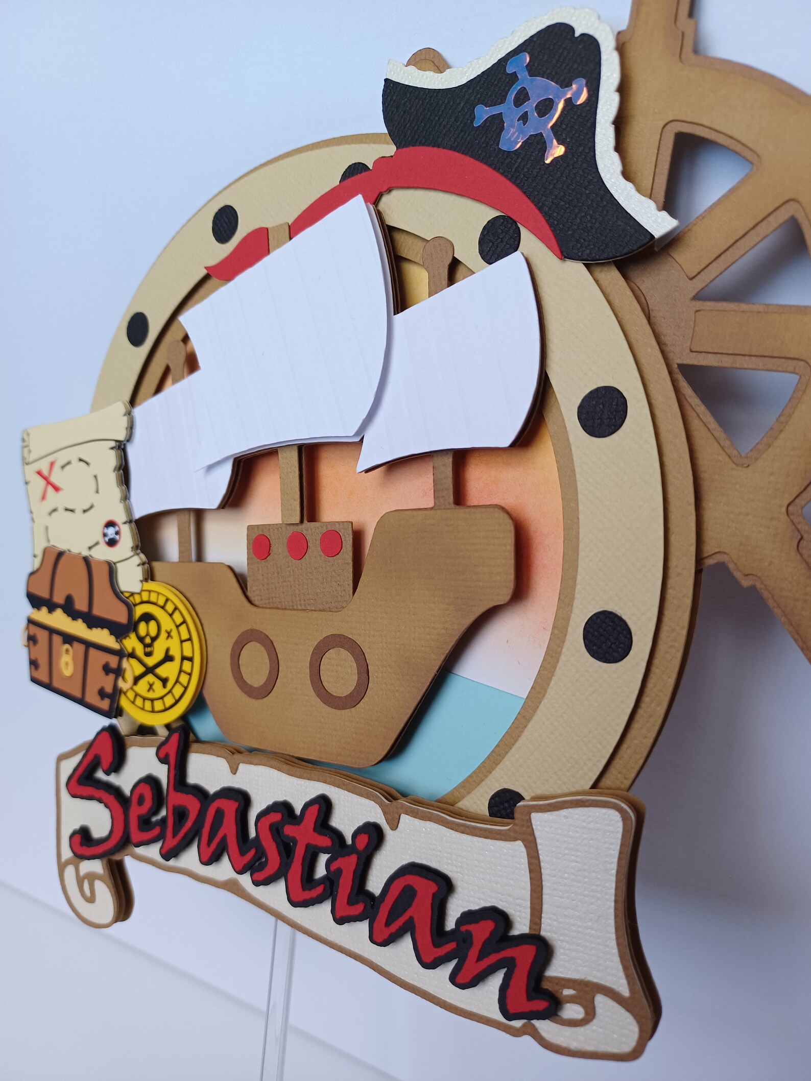 Pirate Ship Birthday Cake Topper/brown Pirate Ship/treasure Chest ...