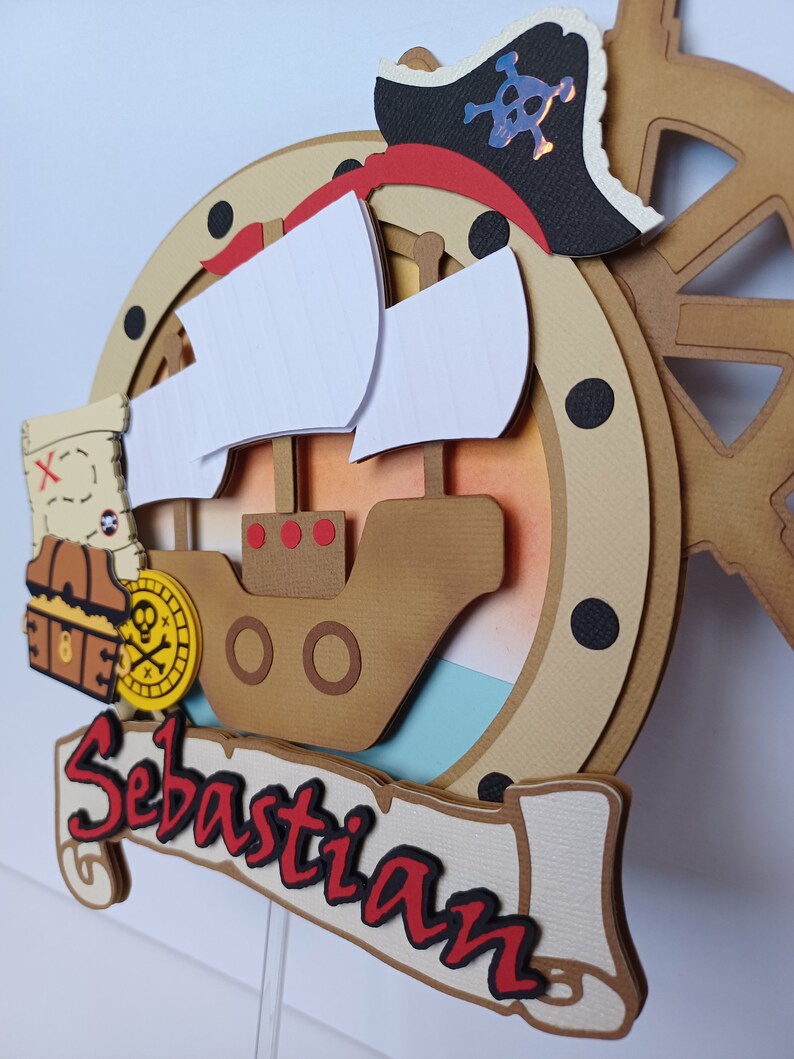 Pirate Ship Birthday Cake Topper/brown Pirate Ship/treasure Chest ...