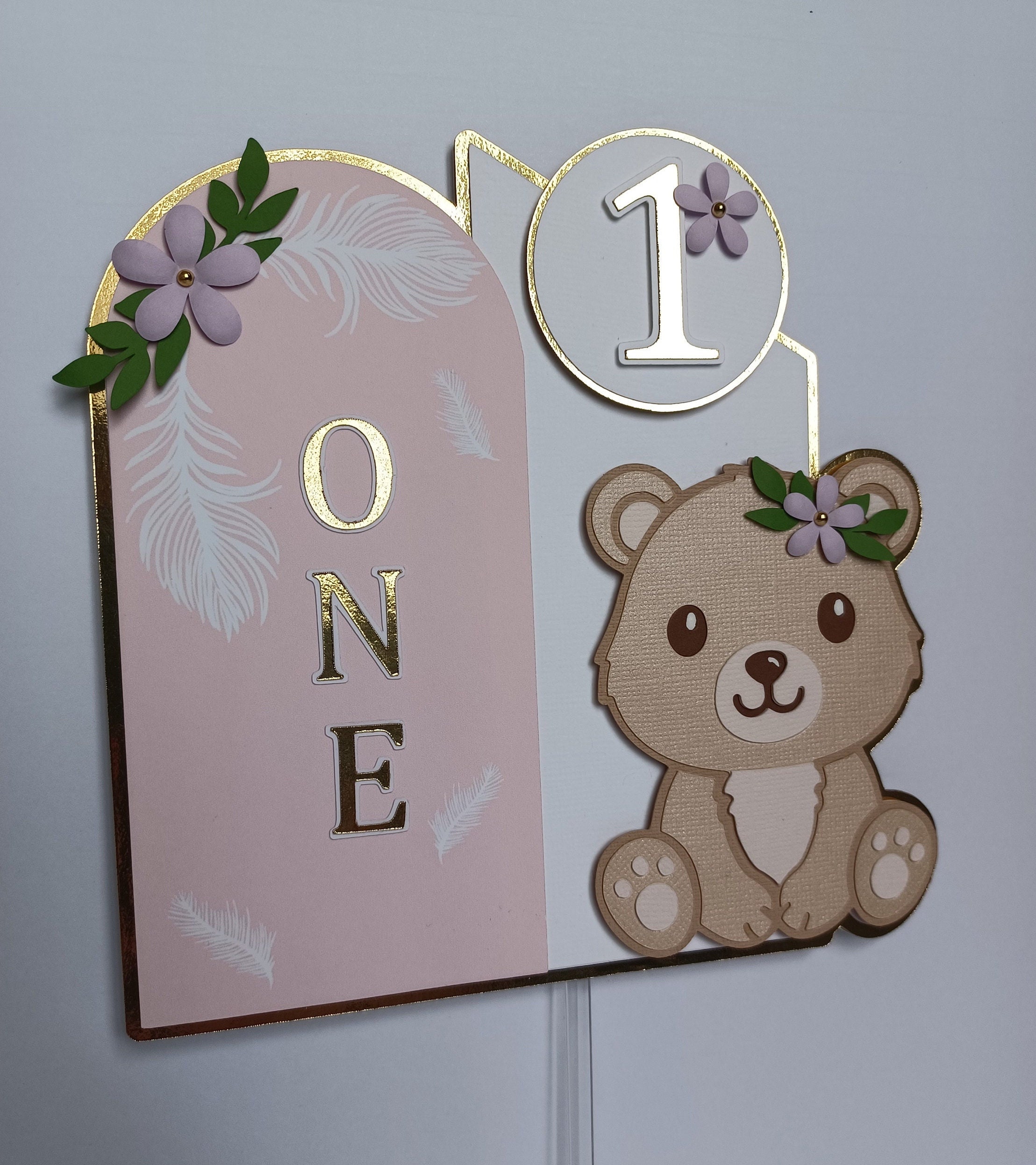 Baby First Birthday Cake Topper/bear Boho First Birthday/cute One Year ...