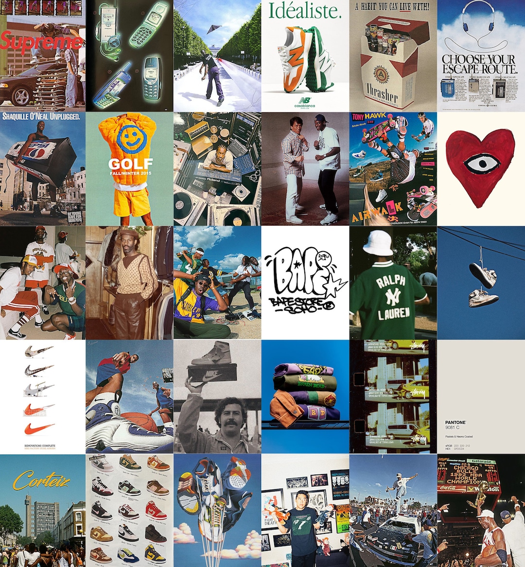 30 PC Streetwear Wall Collage Kit 8.5x11 in Music Collage Hypebeast ...