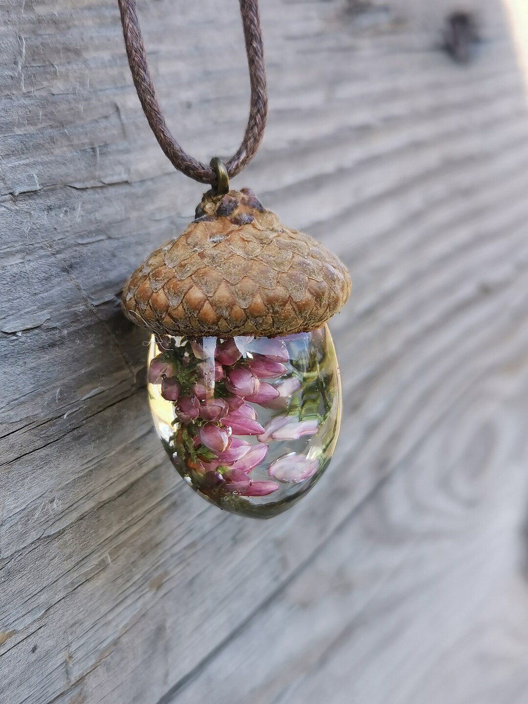 Acorn Pendant With Forest Heather, Gift for Forest Lover, Natural Dry ...
