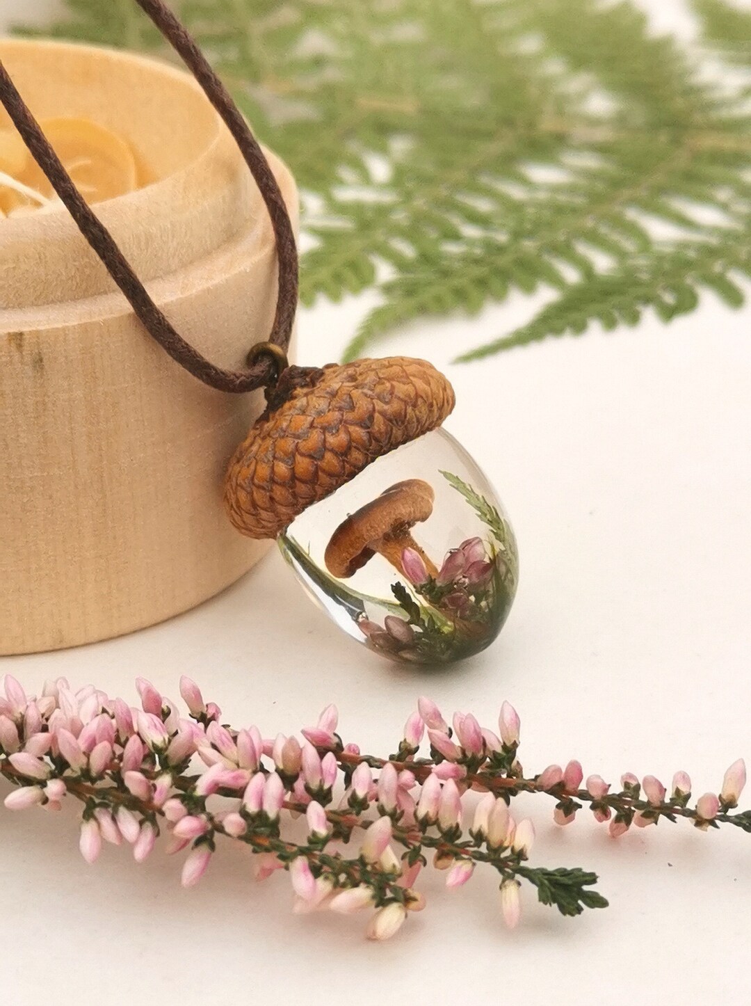 Mushroom Pendant, Nature in Resin, Pendant With Mushroom, Resin Pendant ...