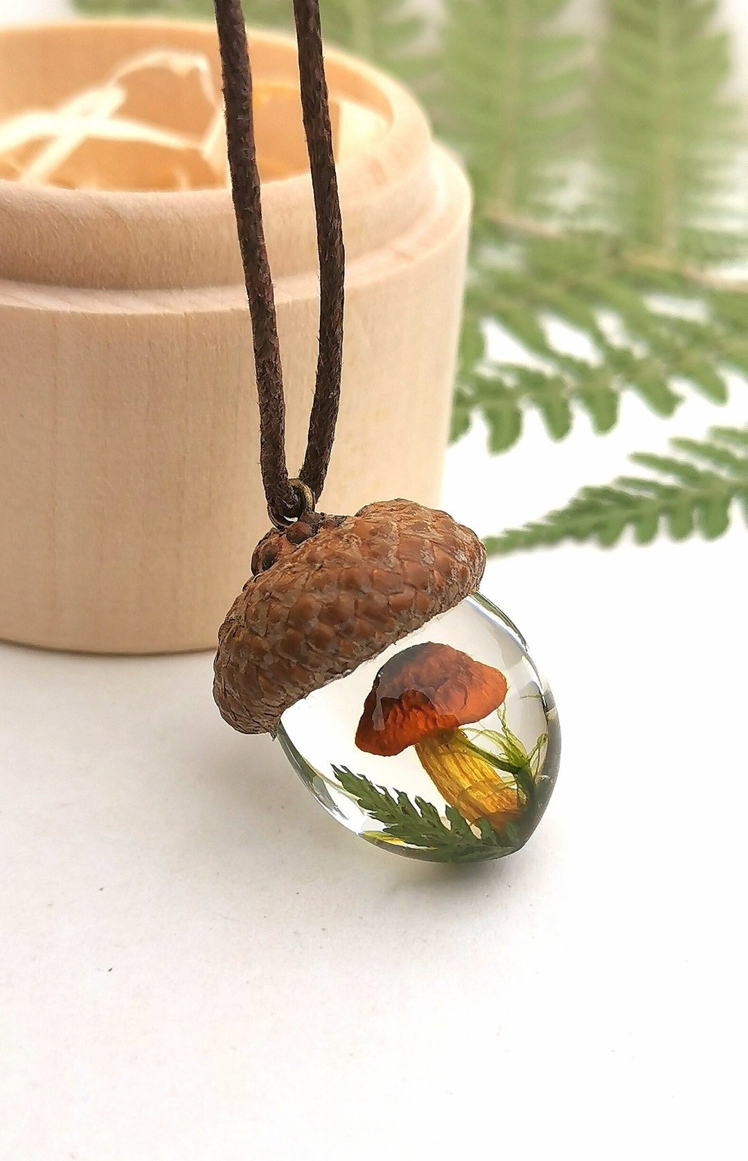 Natur Pendant, Botanic Pendant, Acorn Pendant, Acorn Mushroom and Moss ...