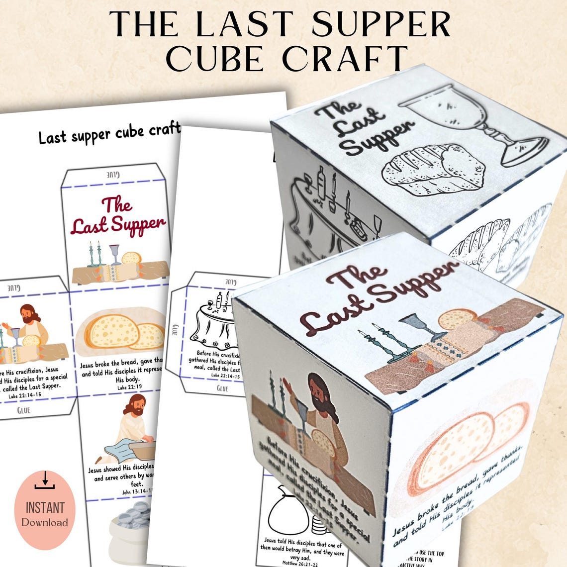 The Last Supper Cube Craft for Kids | Printable Sunday School Story ...