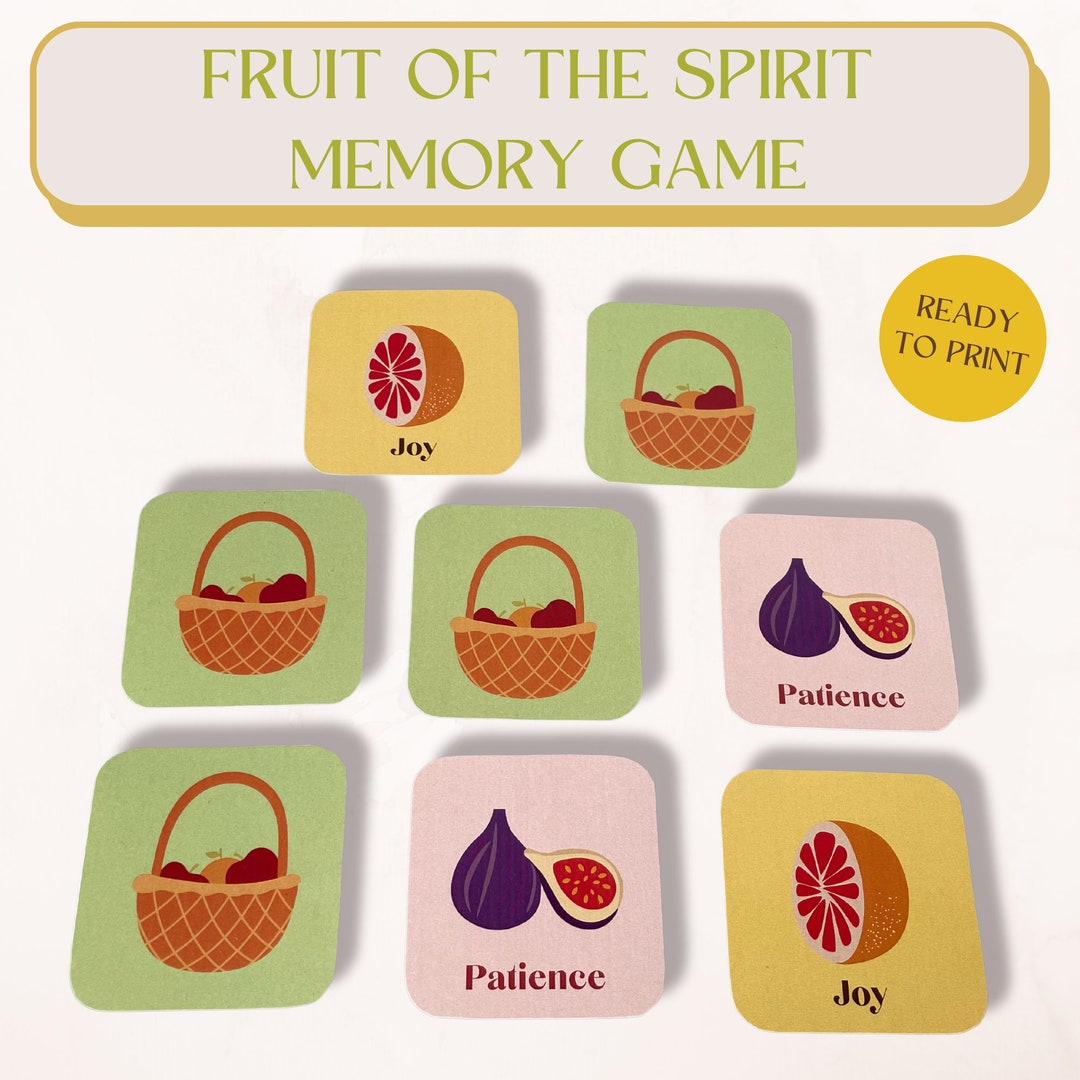 Fruit of the Spirit Memory Game| Bible Memory Match Game| Bible ...
