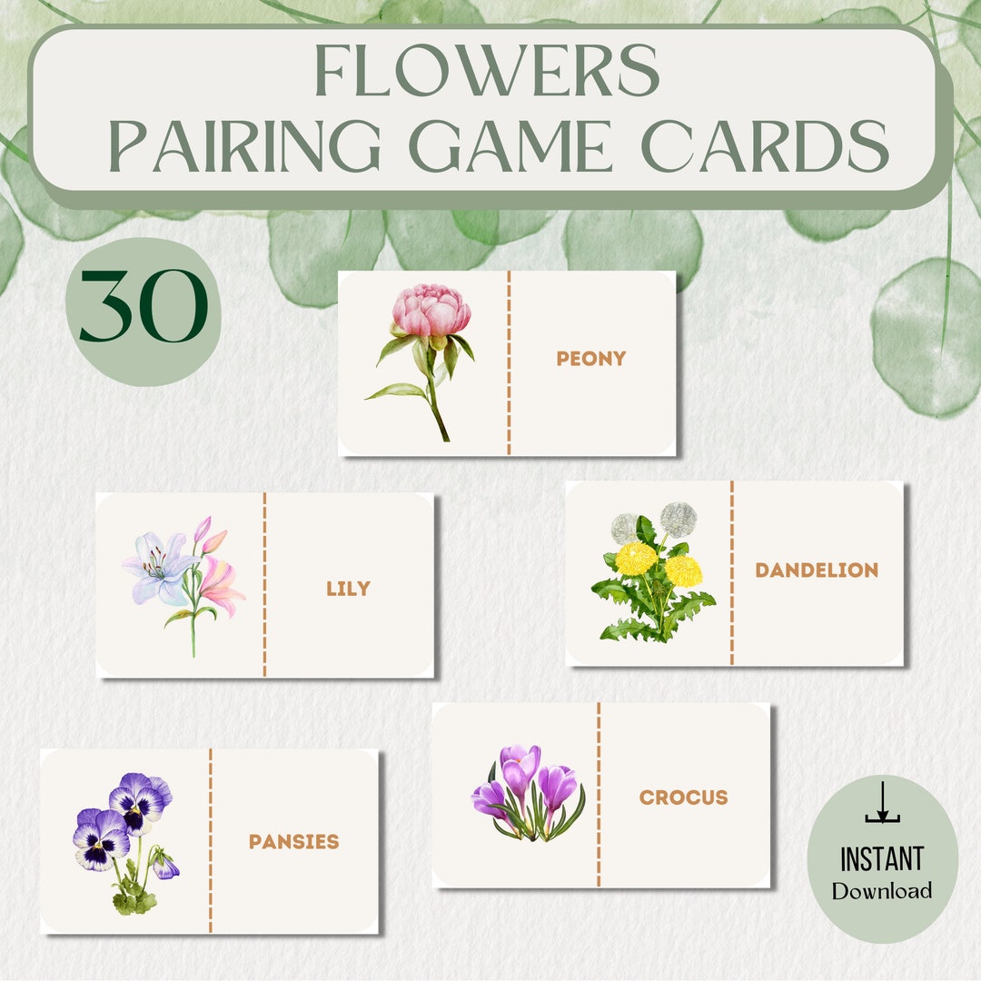 Flowers Pairing Game | Matching Cards | Memory Game | Montessori ...