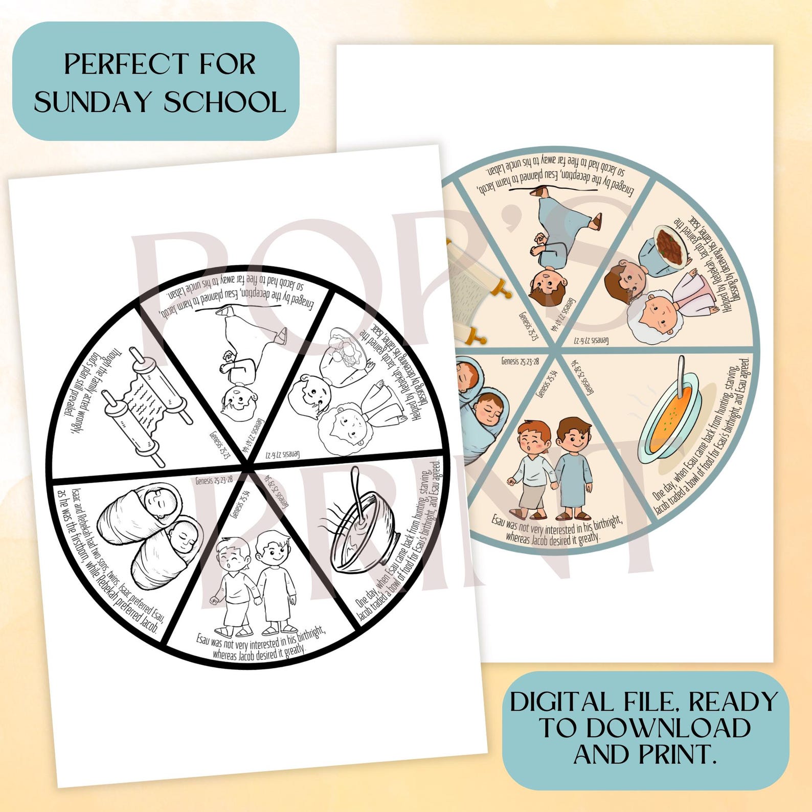 Printable Jacob and Esau Sunday School Craft, Kids' Ministry Bible ...