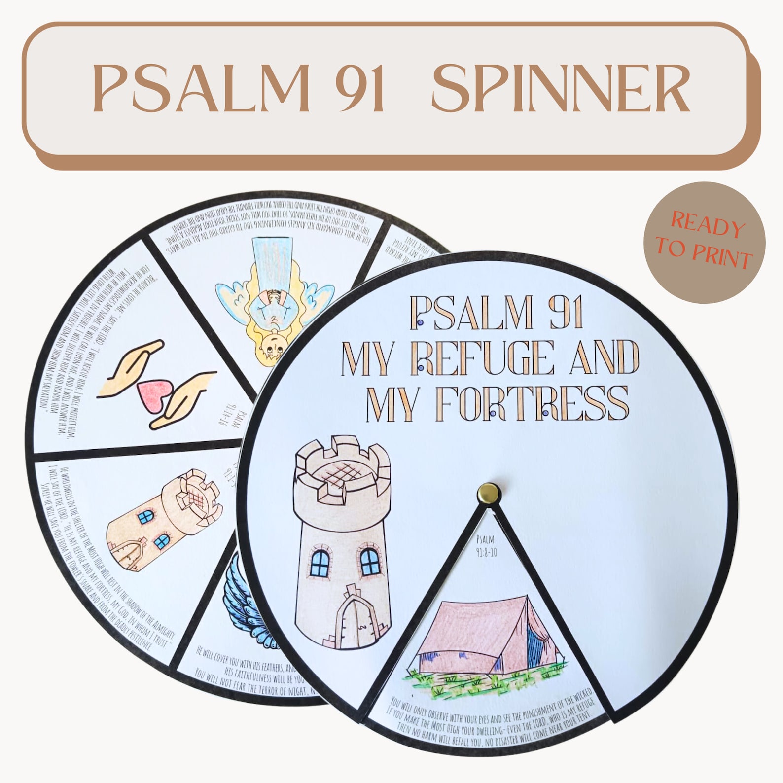 Psalm 91 Coloring Spinner Wheel | Psalm 91 Coloring Pages | Sunday ...