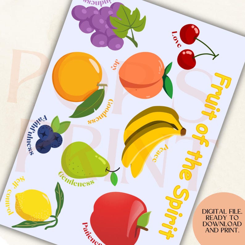 Fruit of the Spirit Playdough Mat, Printable Sunday School Craft ...