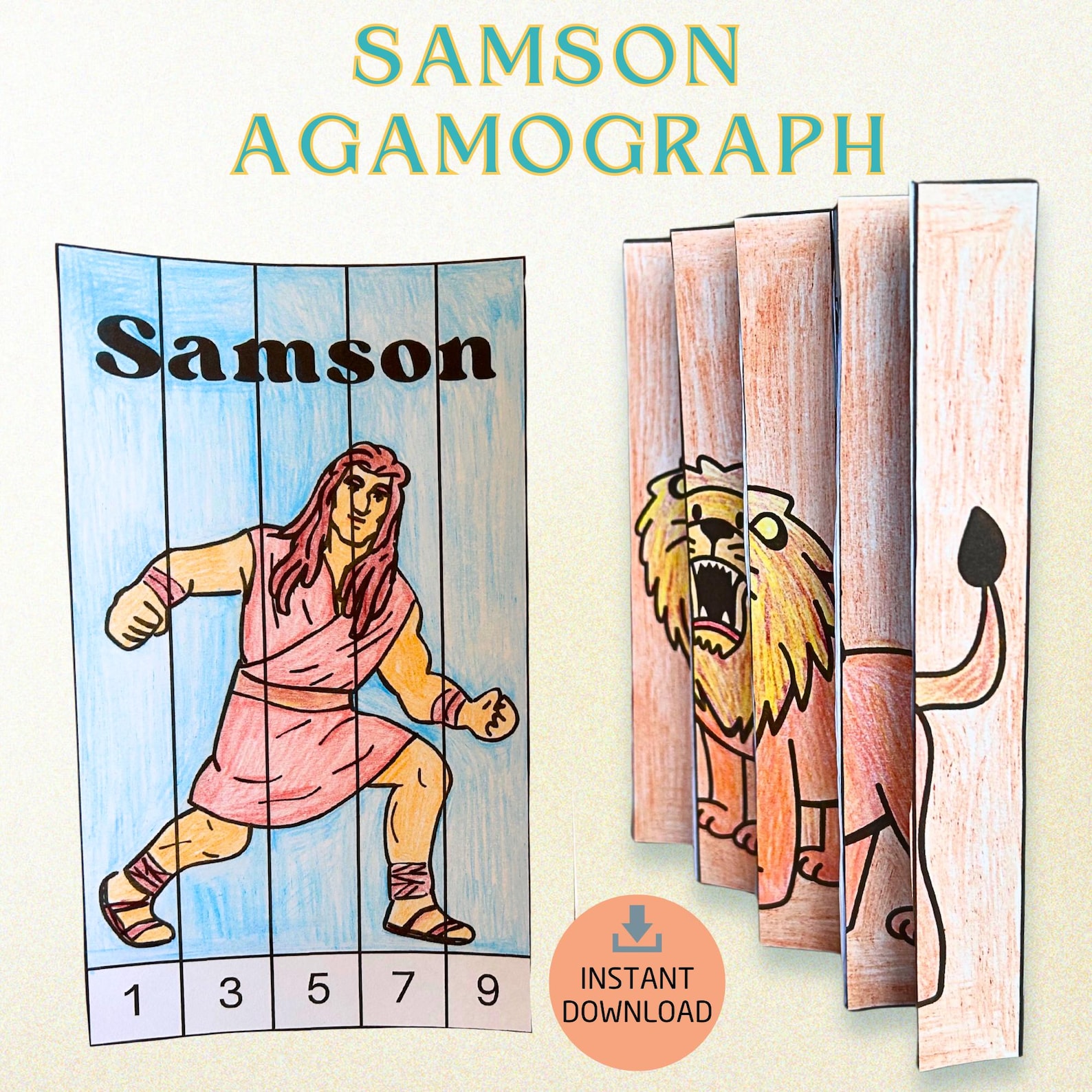 Printable Samson Agamograph – Sunday School Craft, Instant Download ...
