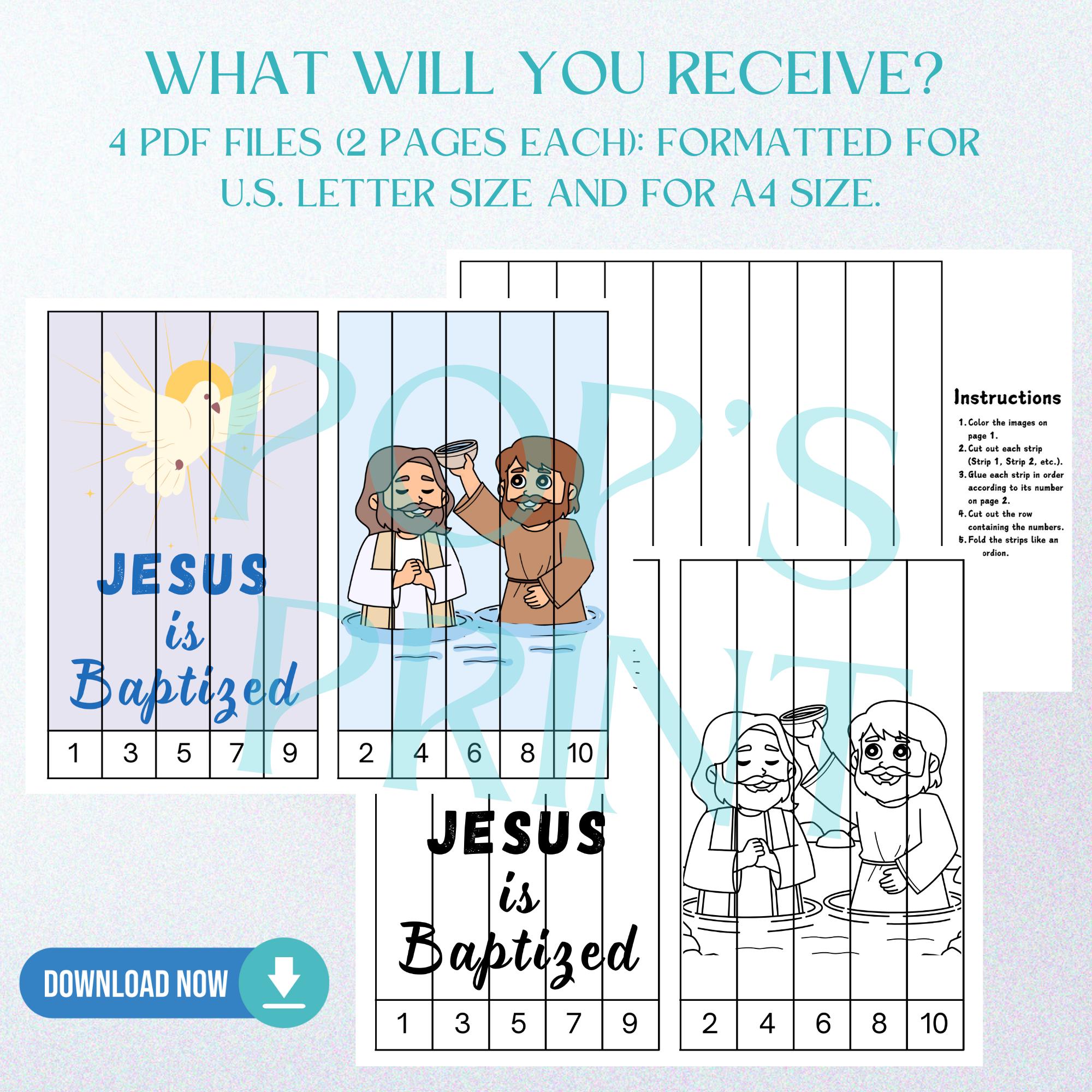 Printable Jesus is Baptized Agamograph Craft, Sunday School Bible ...