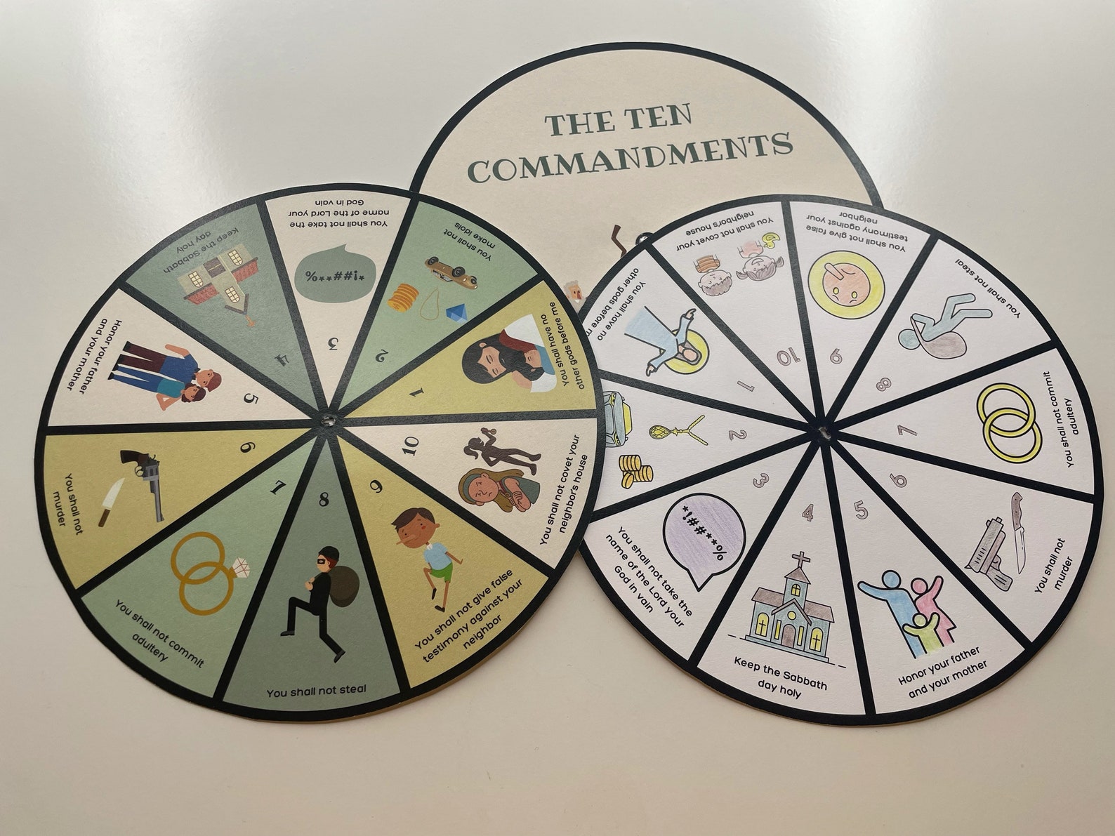 Printable the Ten Commandments Spinner Wheel, Interactive Craft for ...