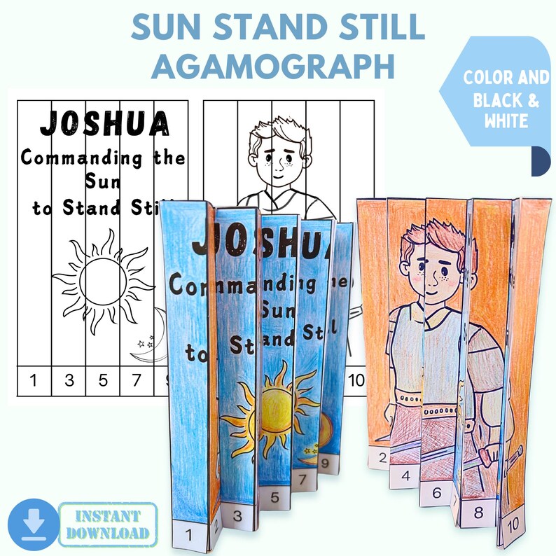 Printable Joshua and the Sun Stand Still Agamograph, Sunday School ...