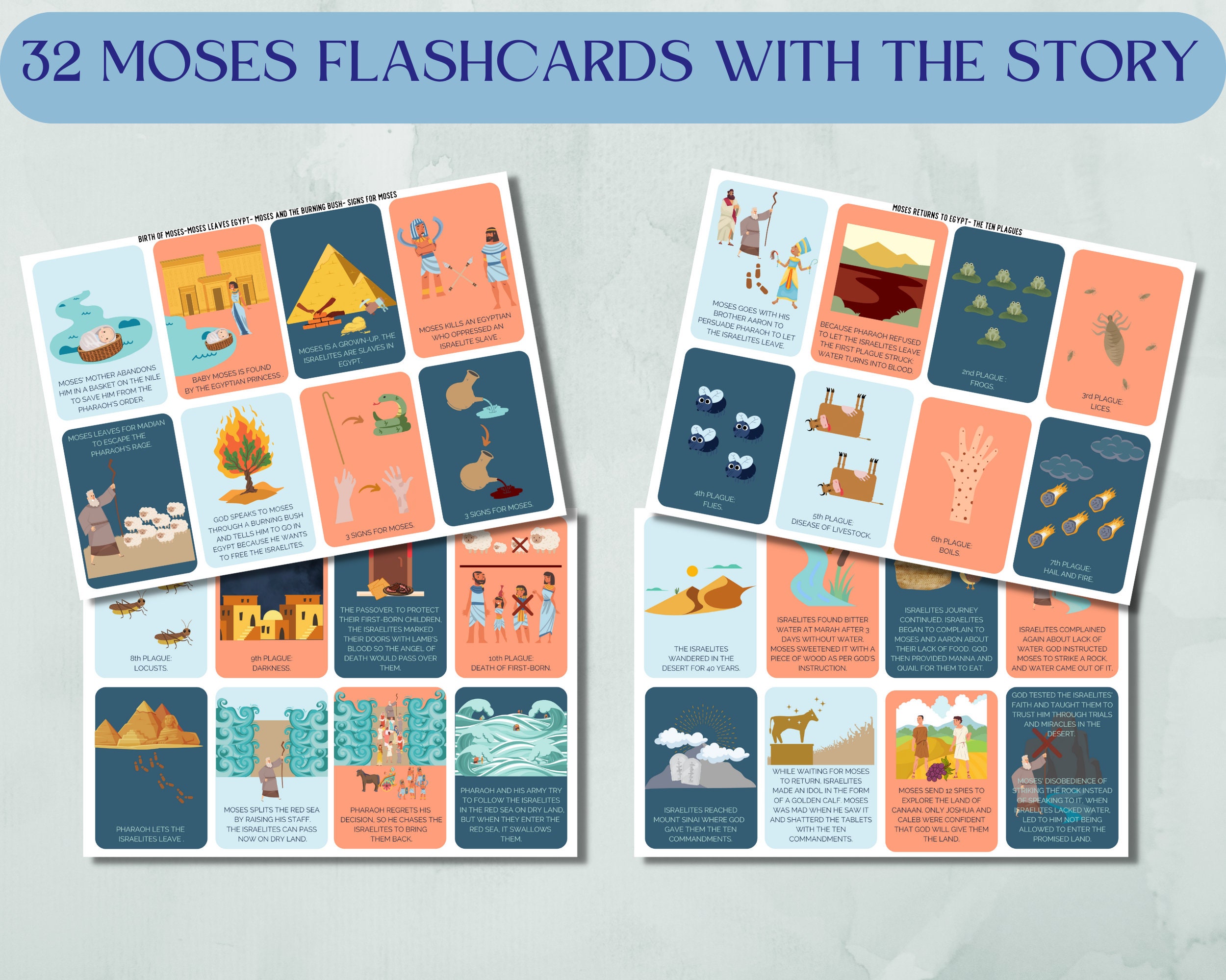 Story of Moses Flashcardsbible Story Flashcardschristian - Etsy UK