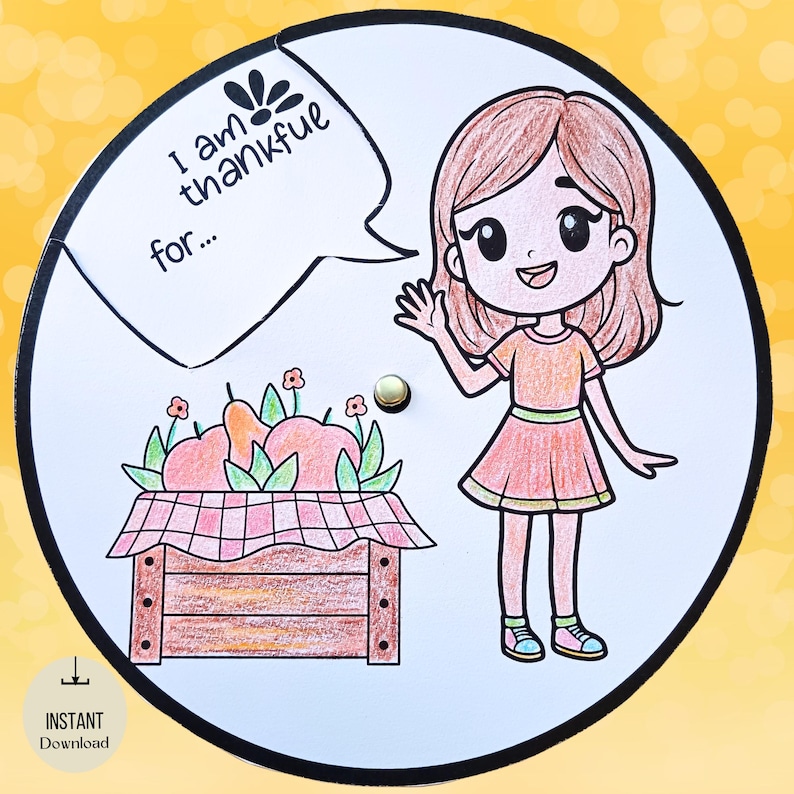 Printable I Am Thankful Coloring Spinner Wheel Craft, Thanksgiving ...