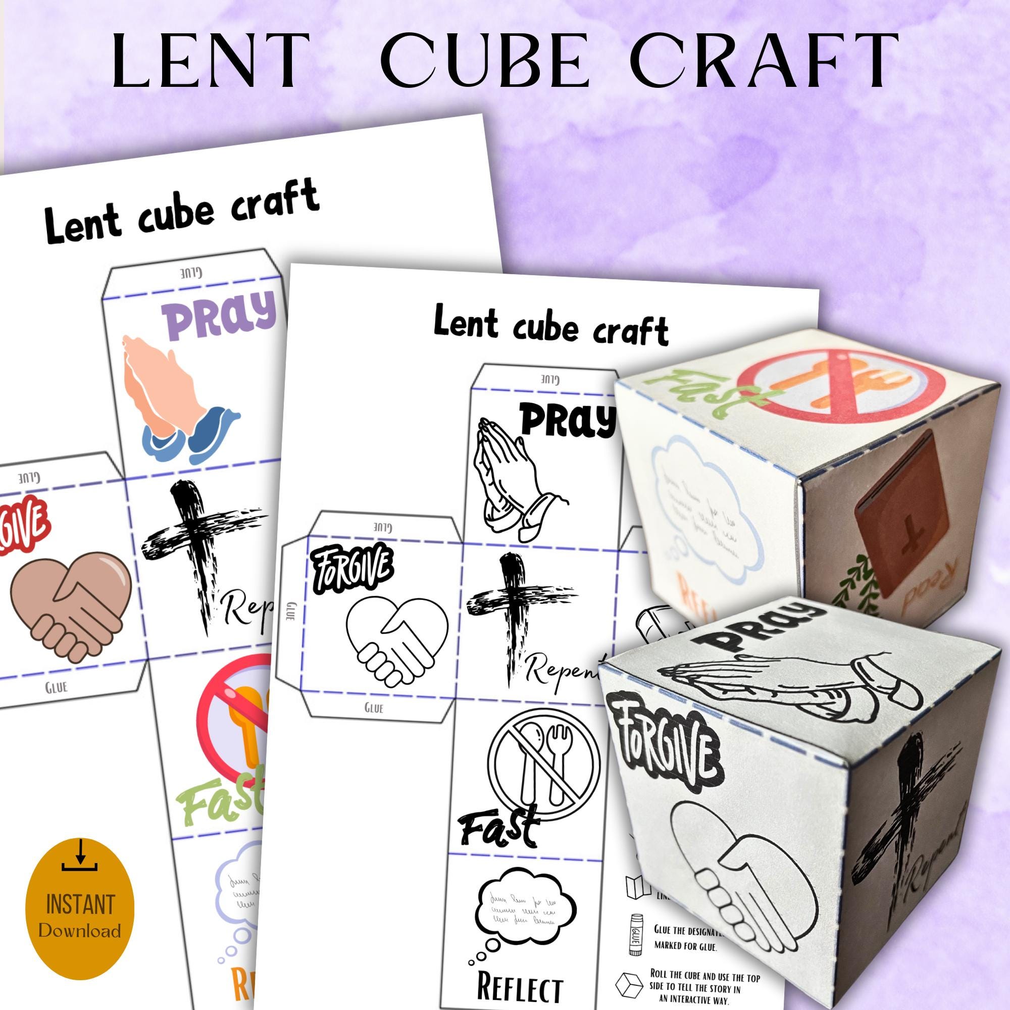Lent for Kids| Cube Craft| Printable Sunday School Bible Activity| Game ...