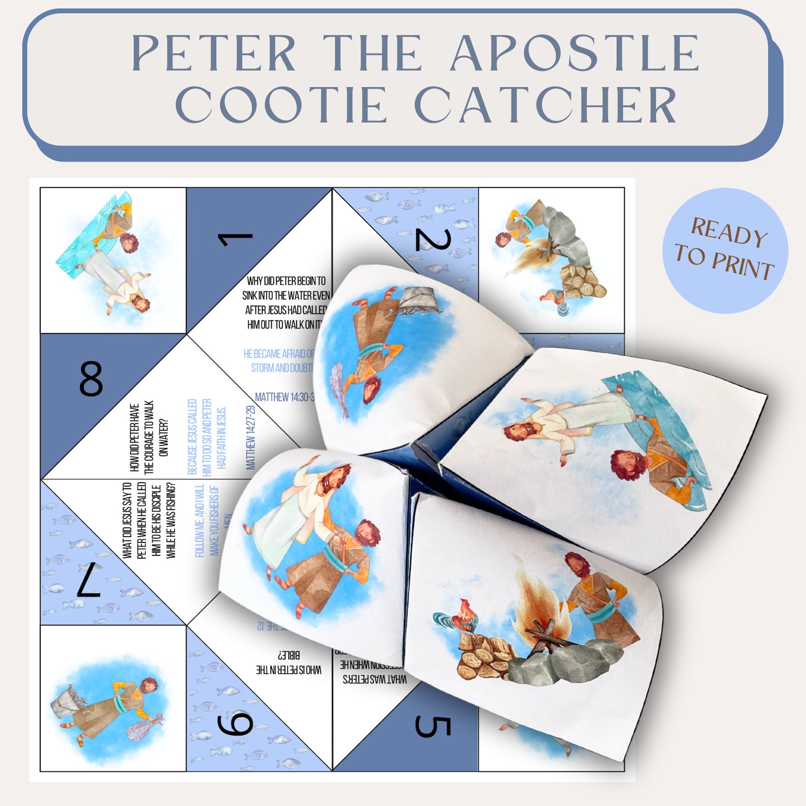 Peter the Apostle Cootie Catcher| Sunday School Craft| Cootie Catcher ...