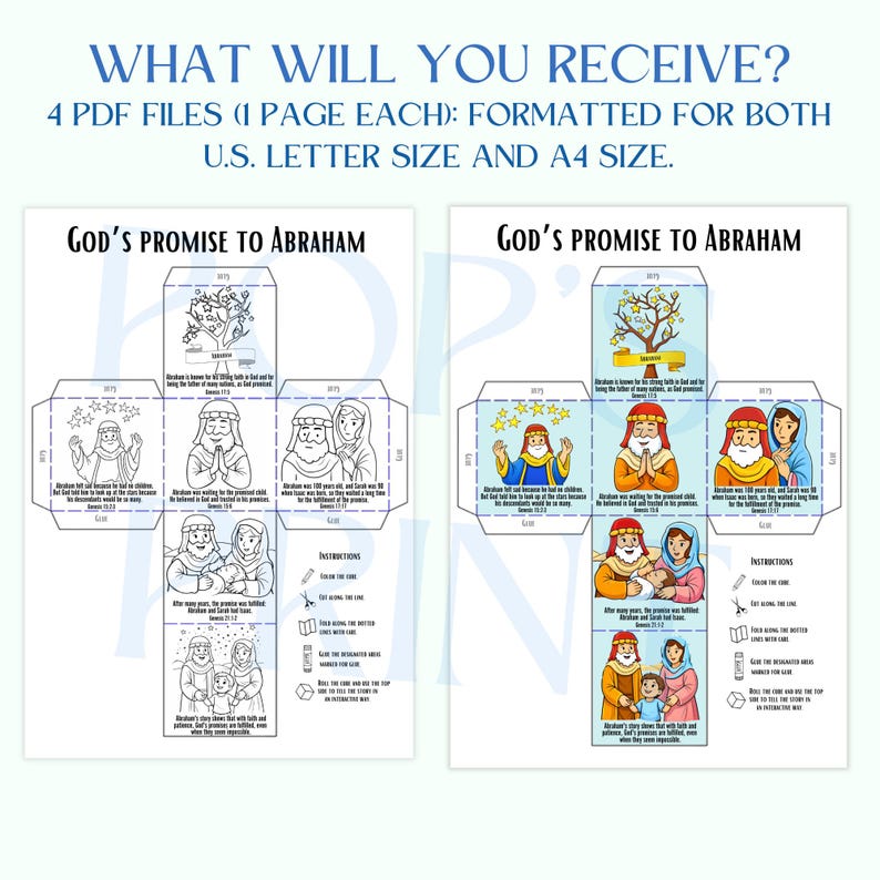 Printable God's Promise to Abraham Coloring Cube Craft, Sunday School ...