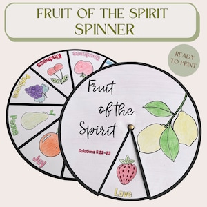 Fruit of the Spirit Coloring Spinner Wheel Fruit of the - Etsy