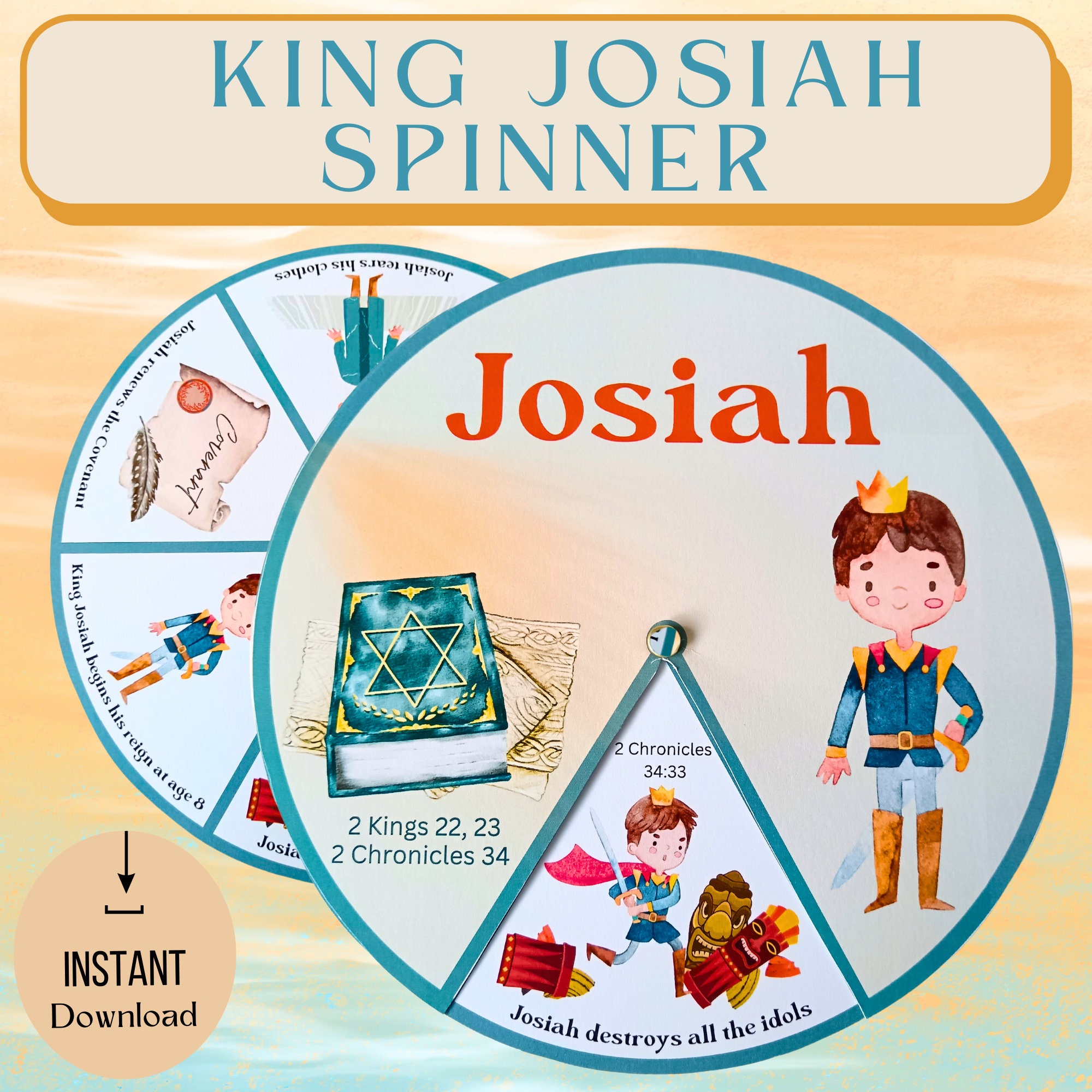 Printable King Josiah Spinner Wheel |printable Bible Activities ...