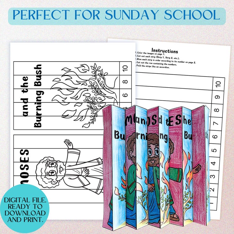 Printable Moses and the Burning Bush Agamograph – Sunday School Craft ...