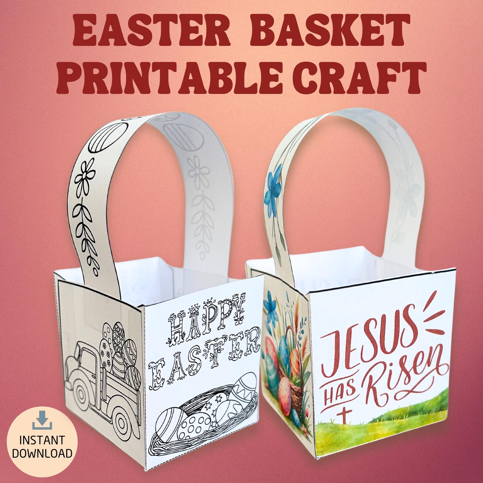 Easter Paper Basket Printable Sunday School Craft, Kids Ministry Easter ...