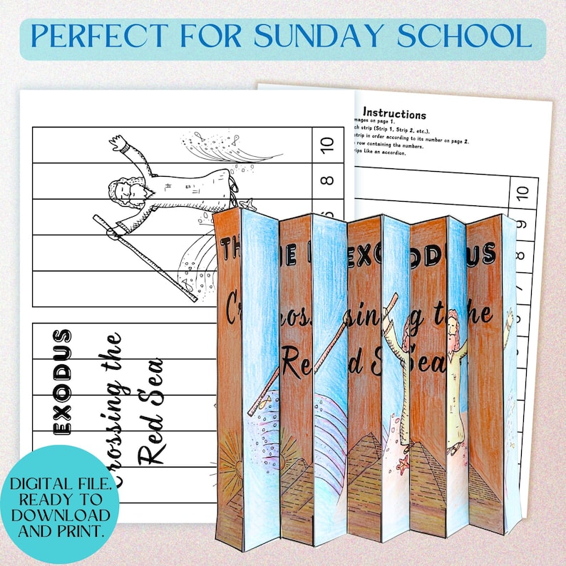 Printable Crossing the Red Sea Agamograph Sunday School Bible Craft ...