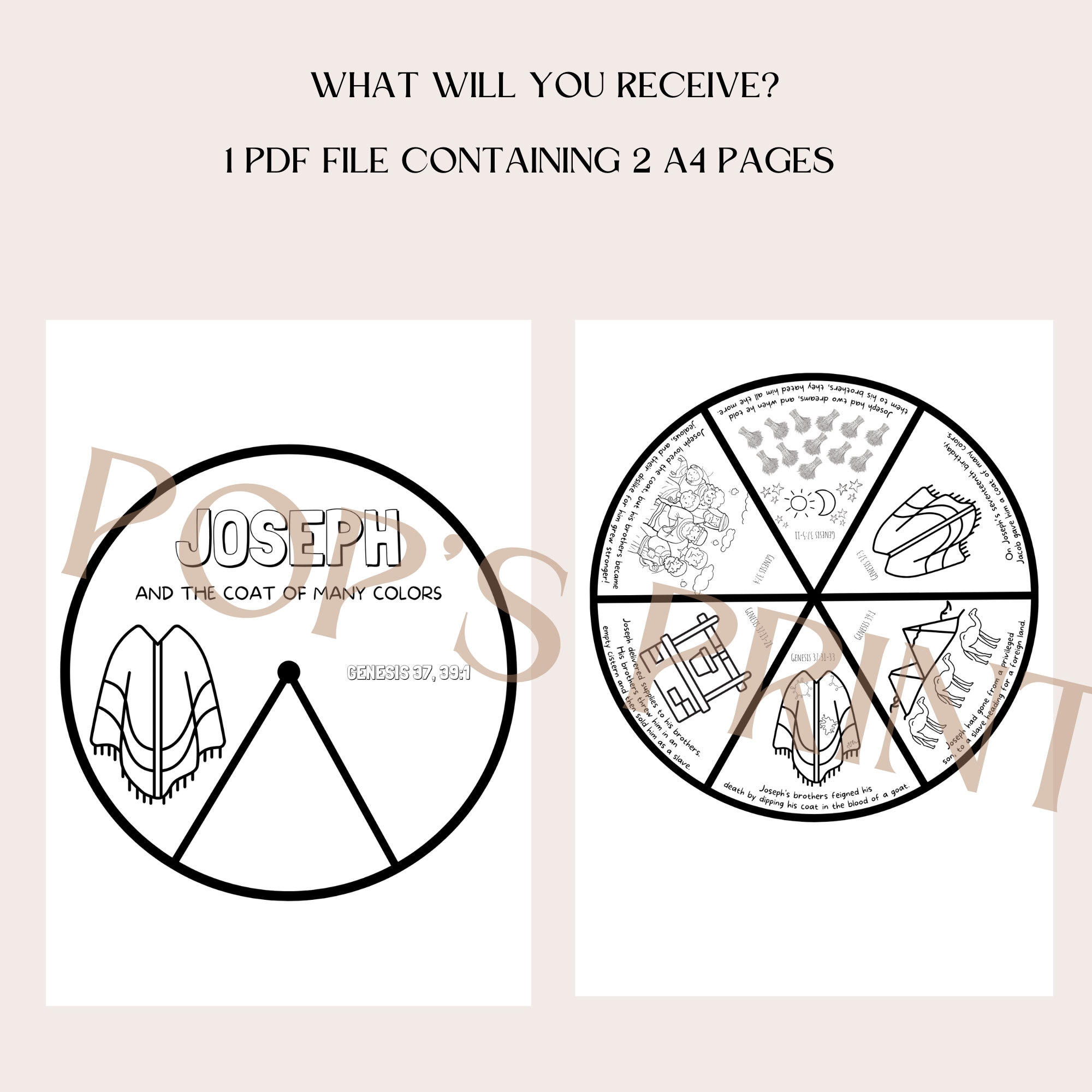 Joseph and the Coat of Many Colors Coloring Spinner Wheel| Sunday ...