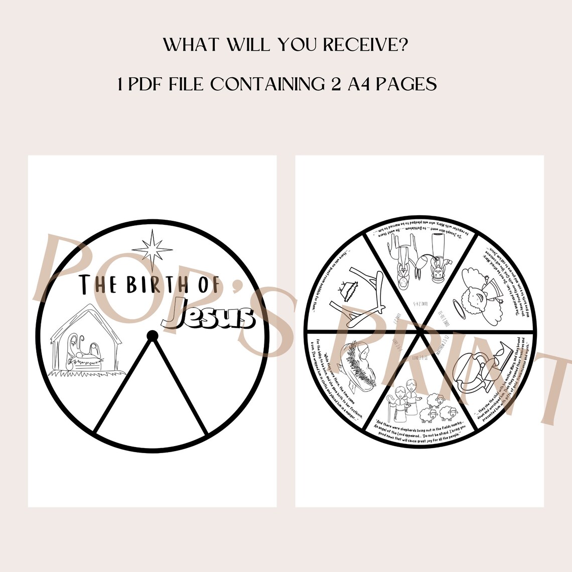 Nativity Coloring Spinner Wheel | Birth of Jesus Craft (digital ...