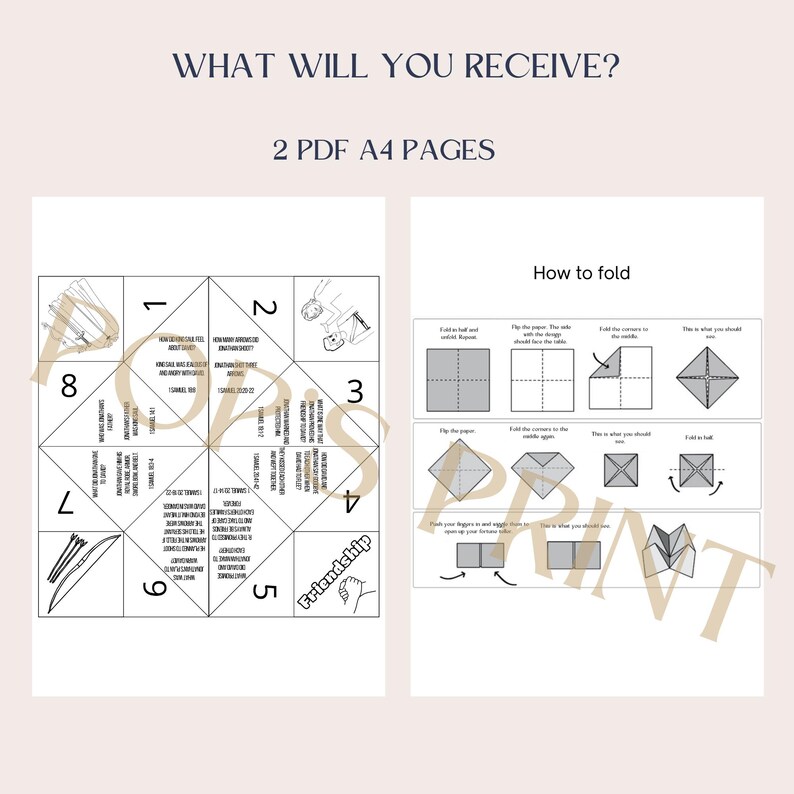 David and Jonathan Coloring Cootie Catcher| Sunday School Craft| Cootie ...