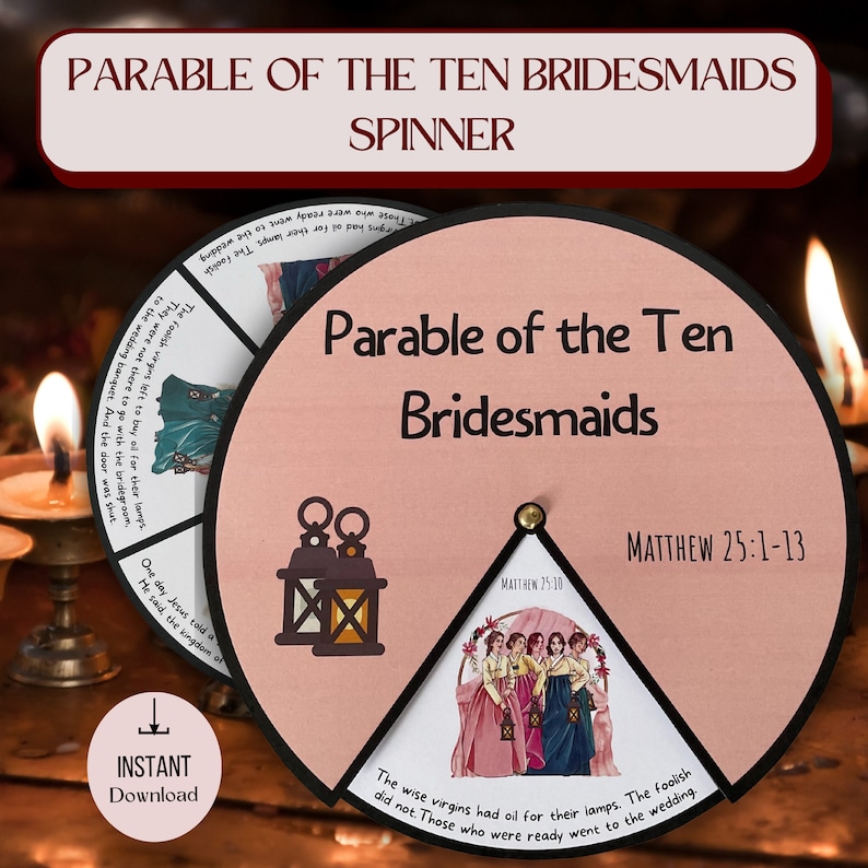 Printable Parable of the Ten Bridesmaids Spinner Wheel, Sunday School ...