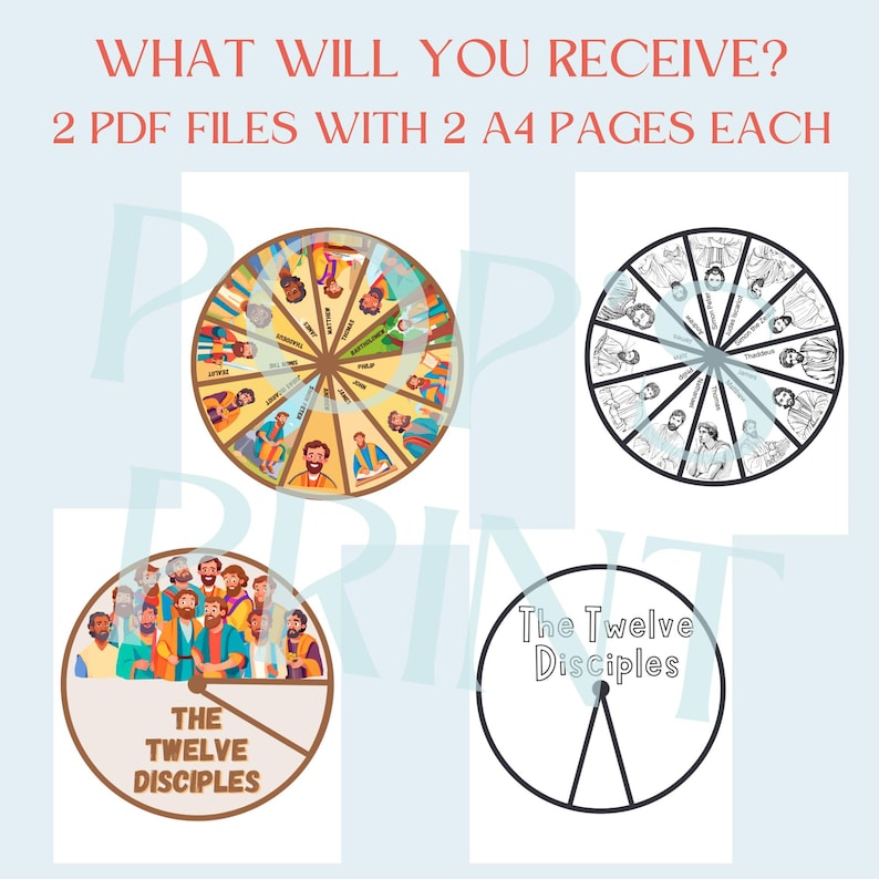 The 12 Disciples Coloring Spinner Wheel| Kids Bible Lesson| Sunday ...