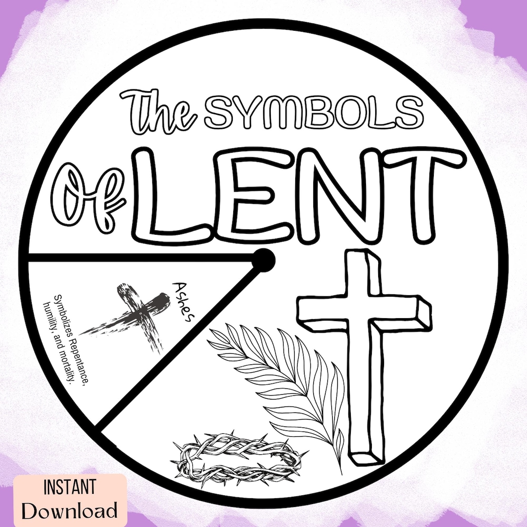 Printable Lent Symbols Sunday School Craft Coloring Spinner Wheel, Kids ...