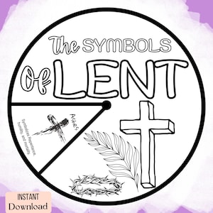 Printable Lent Symbols Sunday School Craft Coloring Spinner Wheel, Kids ...