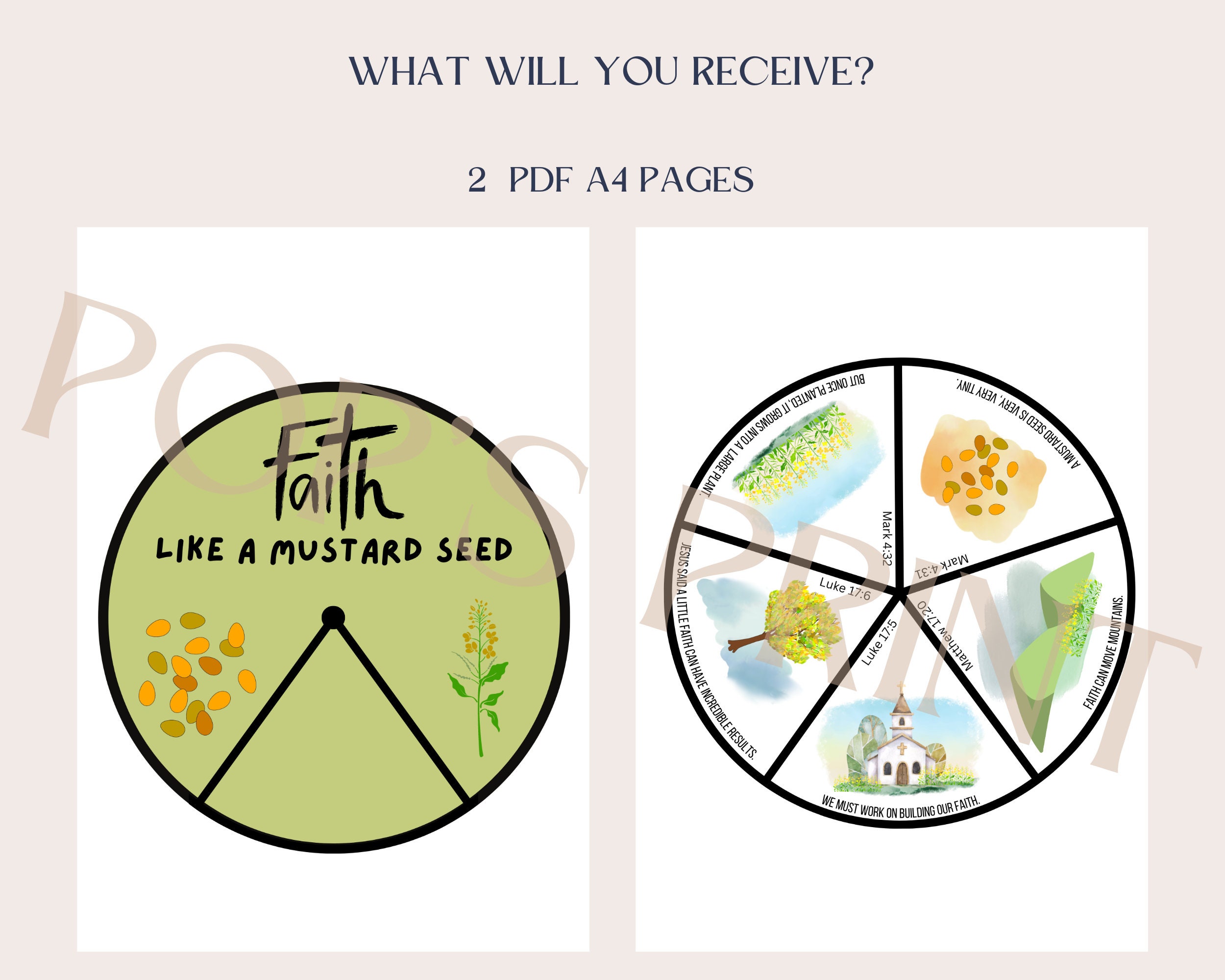 Printable Faith Like a Mustard Seed Spinner Wheel | Sunday School Craft ...