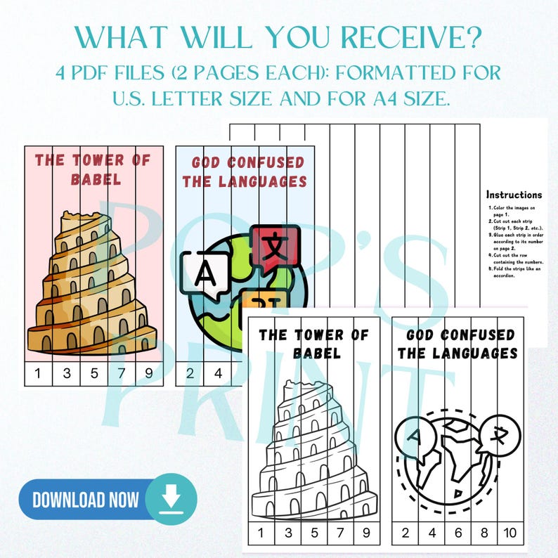 Printable Tower of Babel Agamograph Activity – Sunday School Craft ...