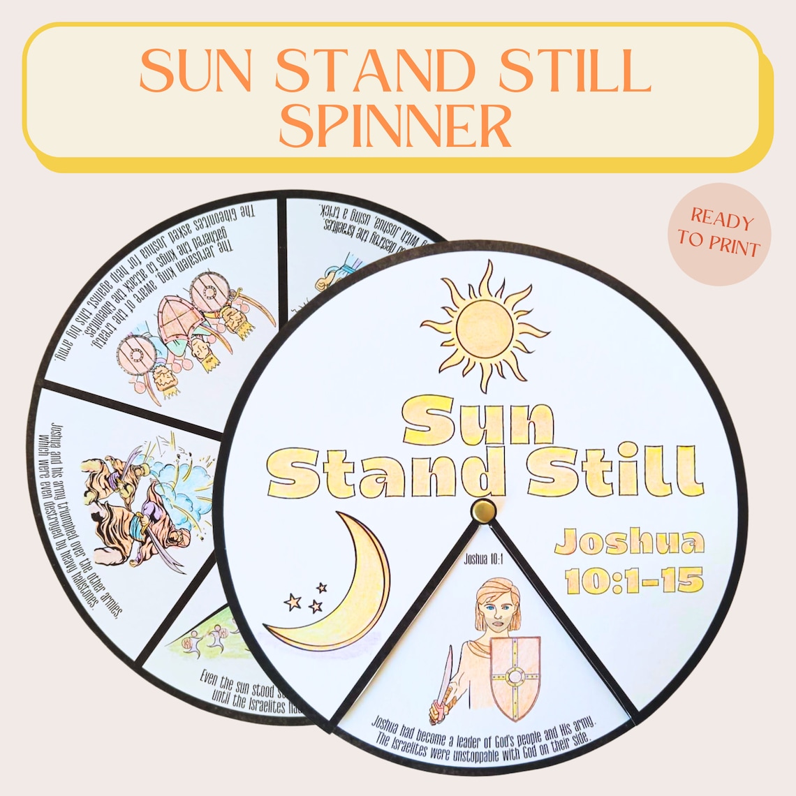 Printable Sun Stand Still Coloring Spinner Wheel | Joshua Stops the Sun ...