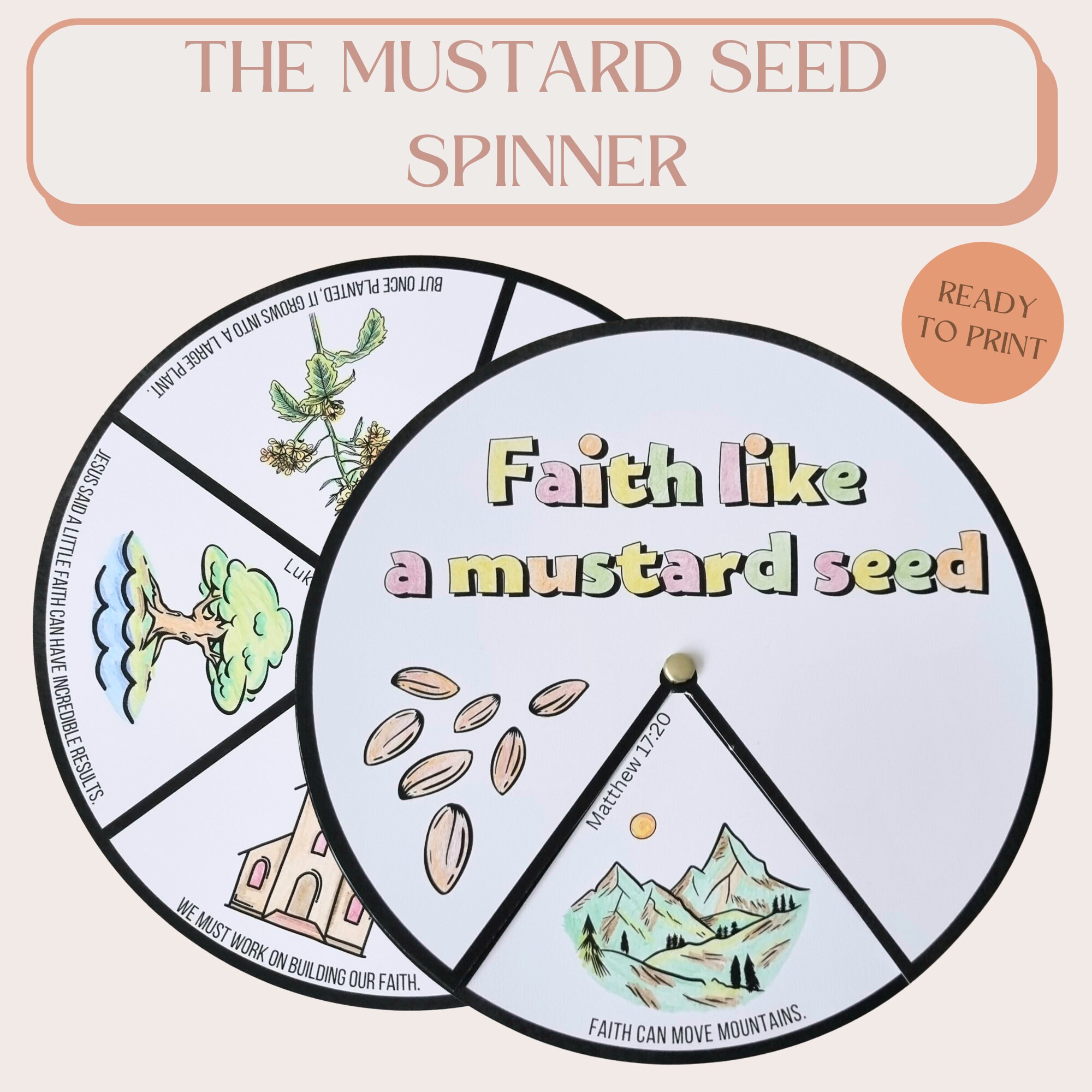 Faith Like a Mustard Seed Coloring Spinner Wheel Faith Like a - Etsy
