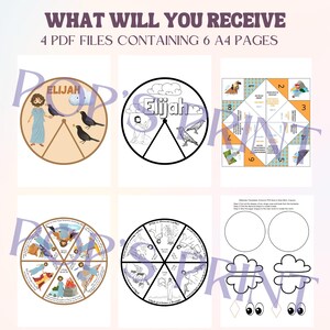 Printable Sunday School Crafts Prophet Elijah Coloring Activity Bundle ...