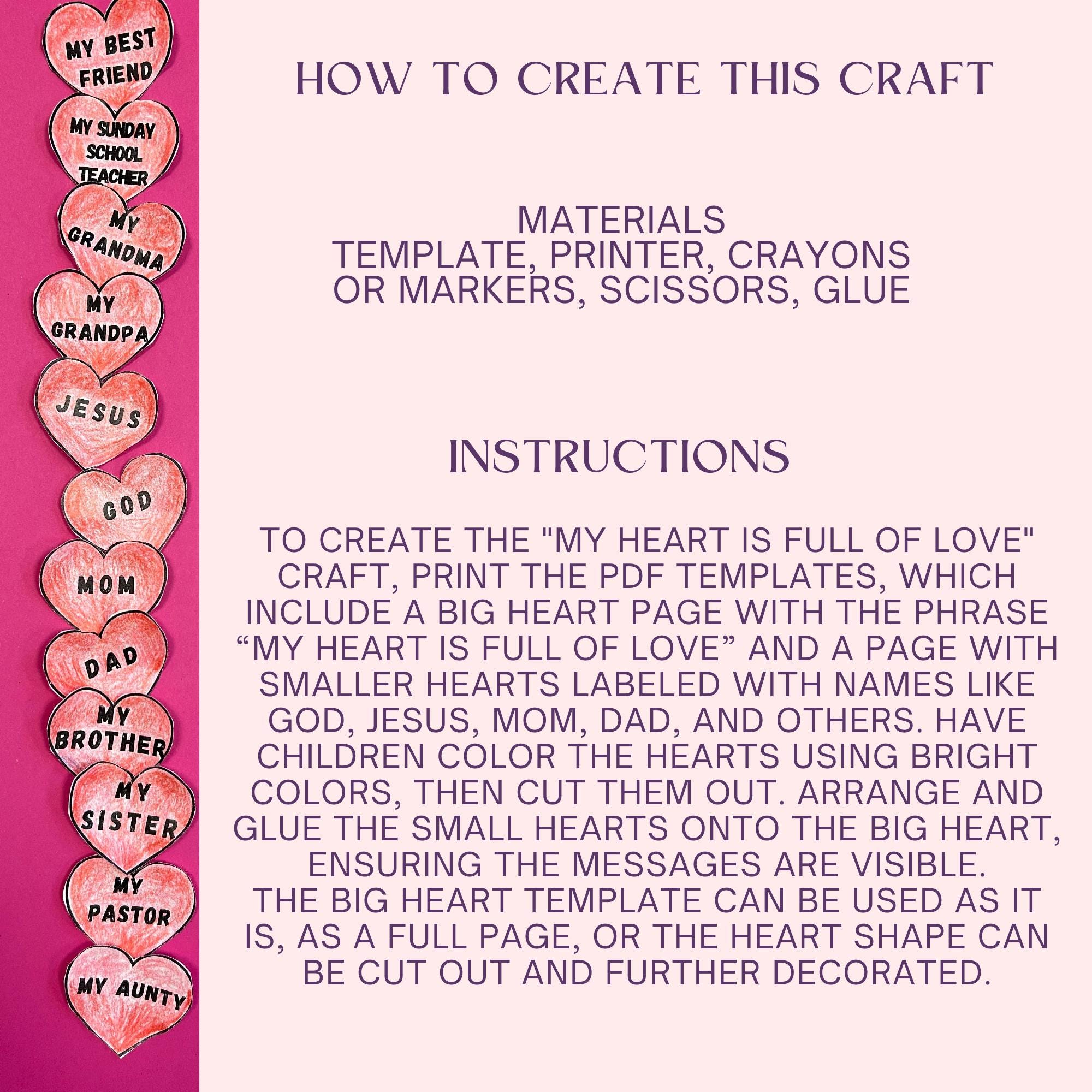 Valentine's Day Printable "my Heart is Full of Love" Cut-and-paste ...