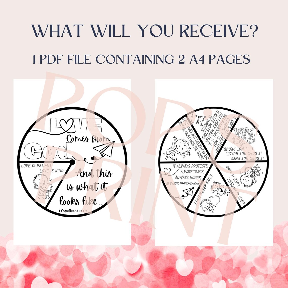 Printable 1 Corinthians 13:4-8 Love Spinner Wheel Craft Sunday School ...