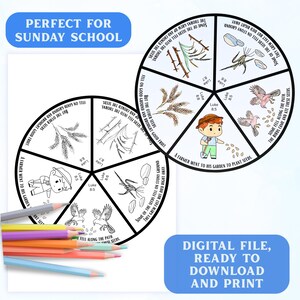 Printable Parable of the Sower Coloring Spinner Wheel | Bible Verse ...