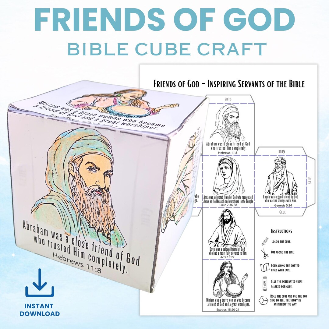 Printable Bible Heroes Cube Craft – Sunday School Activity (digital ...
