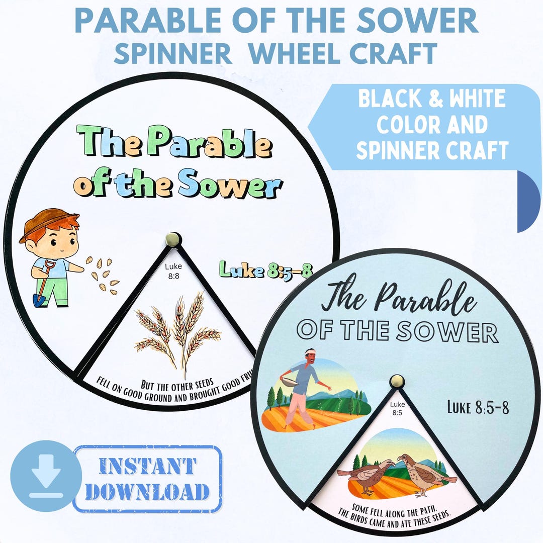 Printable Parable of the Sower Coloring Spinner Wheel | Bible Verse ...